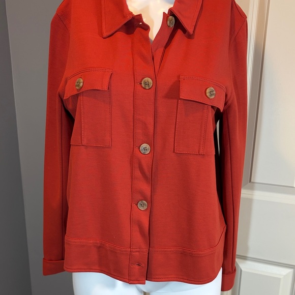 J. Jill | Jackets & Coats | J Jill Vibrant Rust Utility Jacket | Poshmark